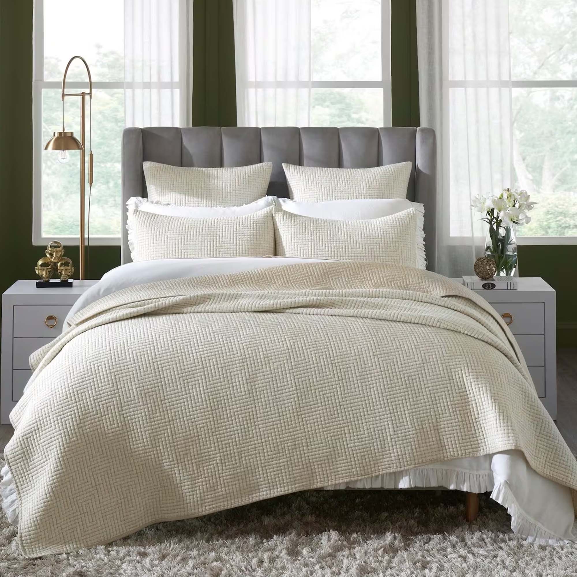 Maze Geometric Linen Coverlet – Latest Bedding
